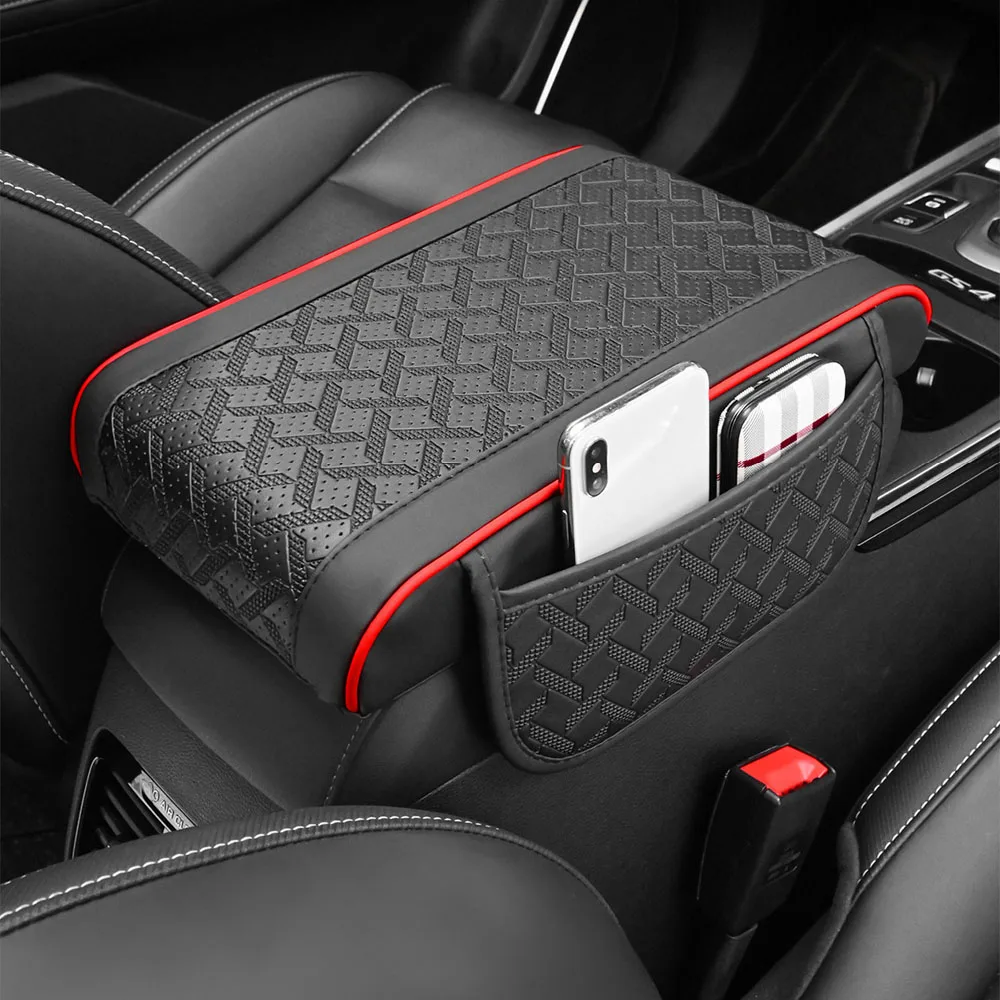 Car Armrest Storage Cushion Auto Elbow Rest Pad Organizer Bag Soft Car ...