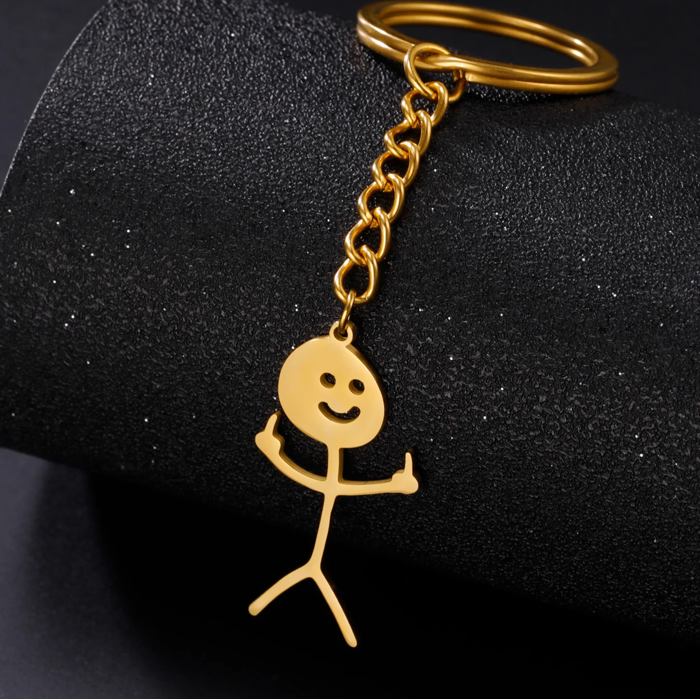 LIKGREAT 2023 Y2k Funny Middle Finger Stickman Keychain Stainless Steel ...