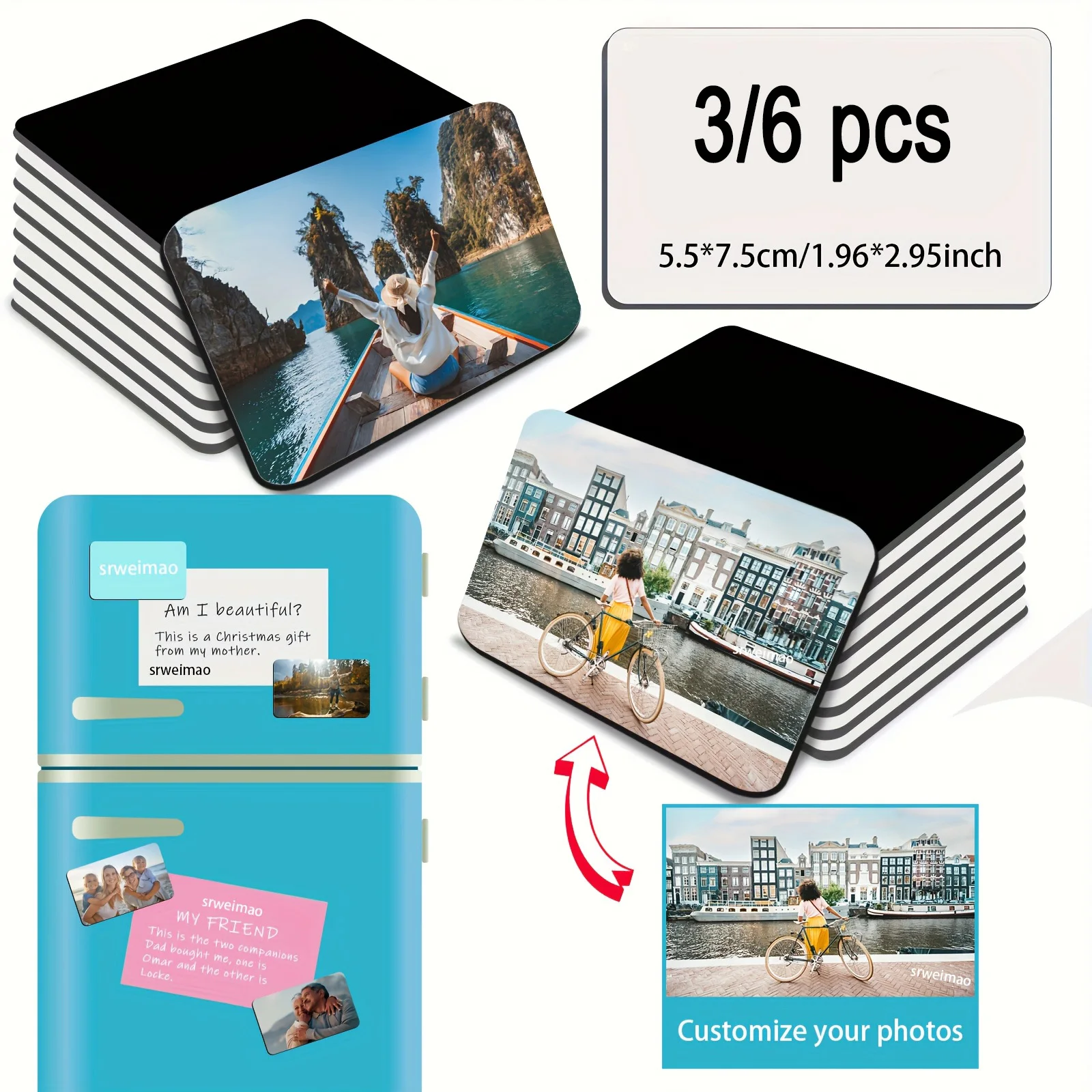 3/6pcs Customized Logo & Picture Refrigerator Magnets Personalized ...