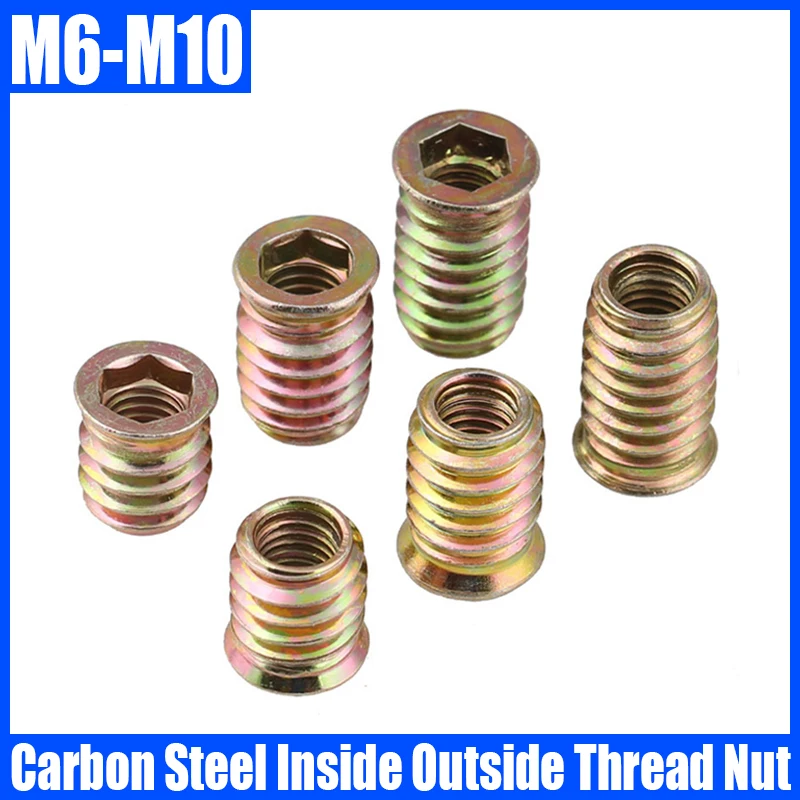 5-10PCS-M6-M8-M10-Color-Zinc-Carbon-Steel-Inside-Outside-Thread-Adapter ...