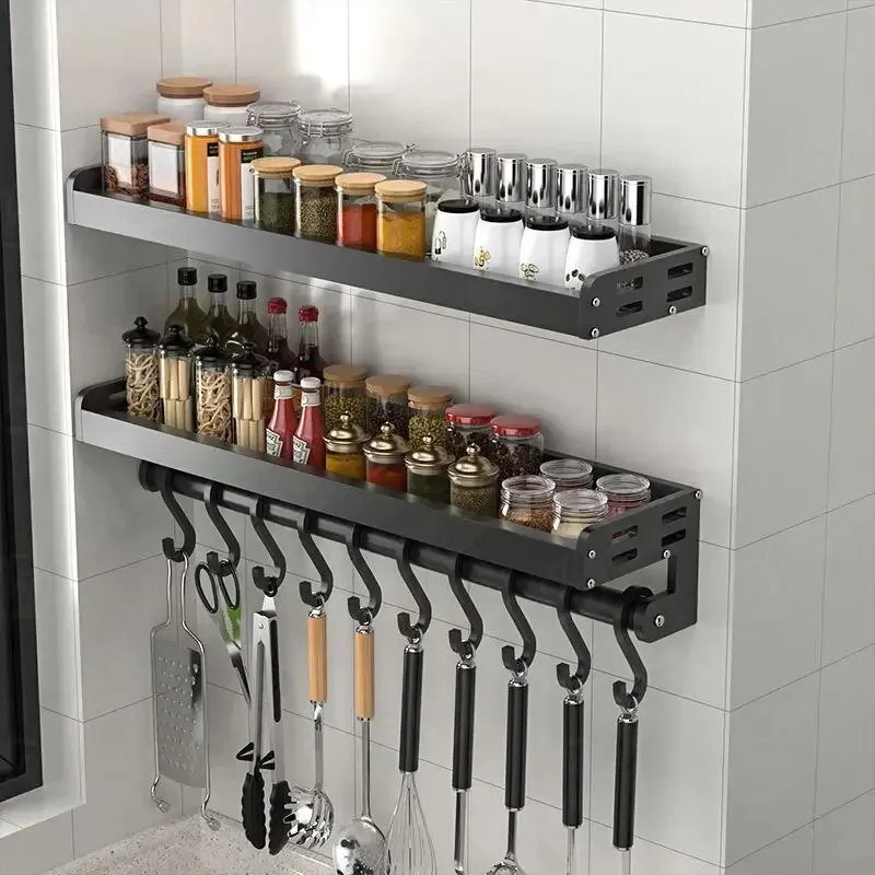 Kitchen Multi-functional Wall-mounted Storage Rack For Spices Utensils ...