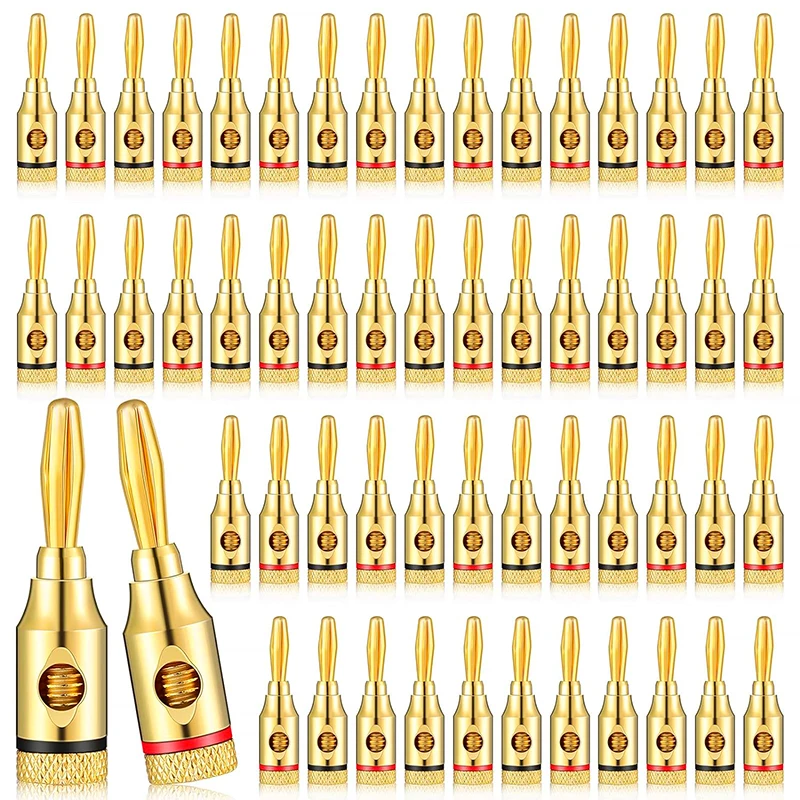 Conector-Banana-de-cobre-chapado-en-oro-adaptador-de-altavoz-de-Audio ...