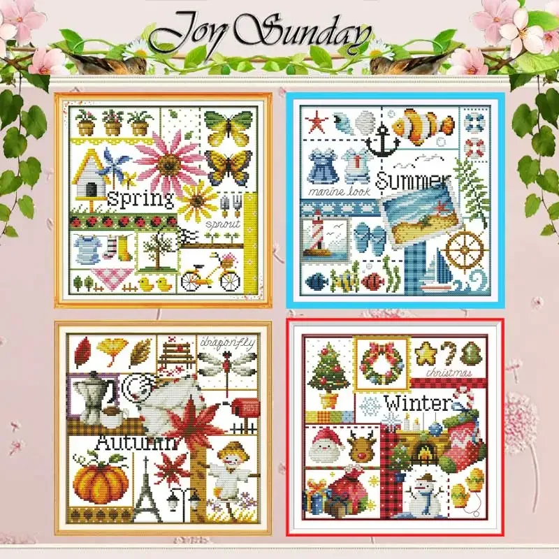 Four-Seasons-Pattern-Spring-Summer-Autumn-Winter-Counted-Cross-Stitch ...
