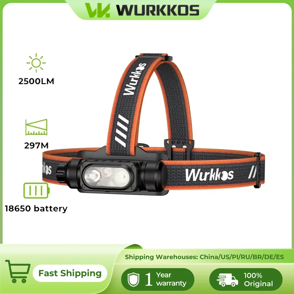 Wurkkos HD16 2500LM USB-C 充電式ヘッドランプ 赤色光 & 自動輝度最大