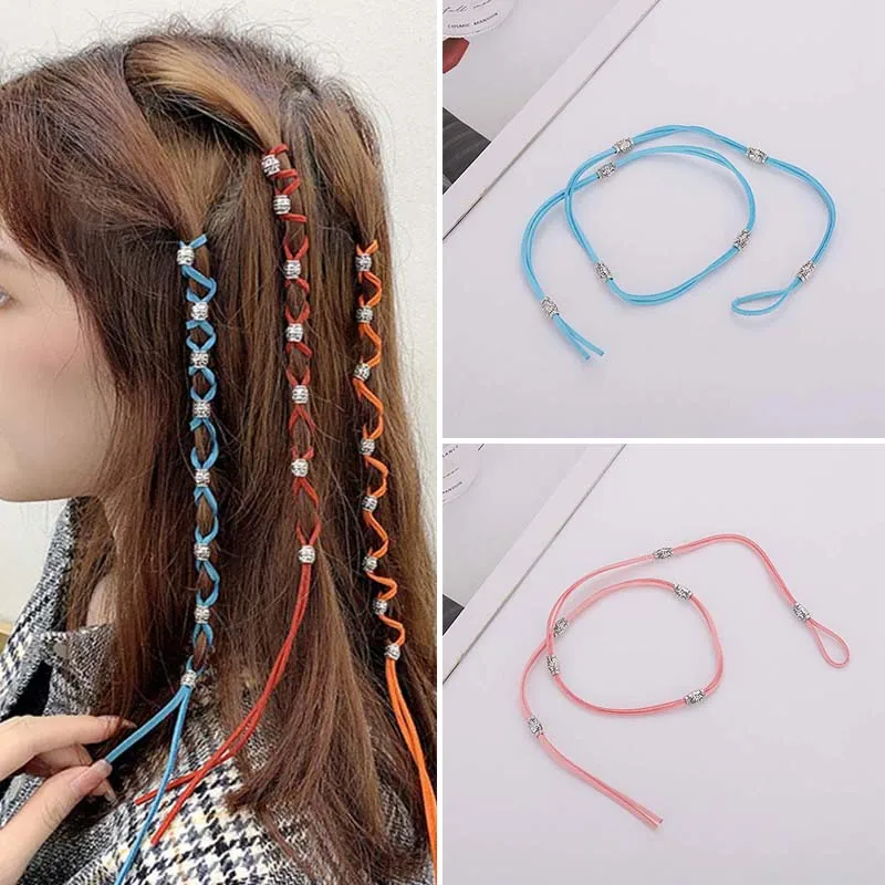 CN-70cm-Hair-Braided-Rope-For-Women-Girls-Ponytail-Hold-Hair-Tie-Bead ...
