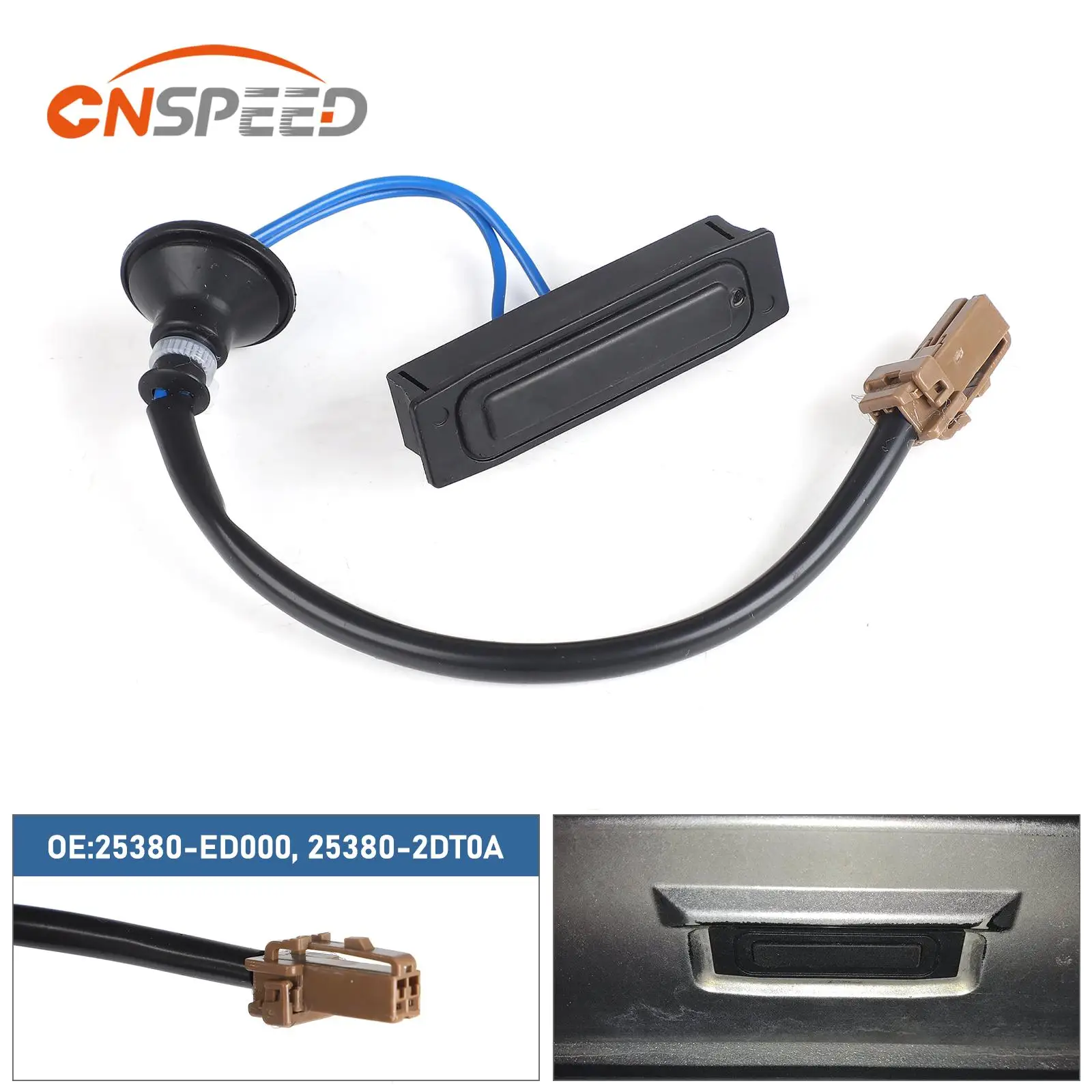 CNSPEED Black ABS OE 25380-2DT0A 25380-ED000 Rear Trunk Opening Button ...