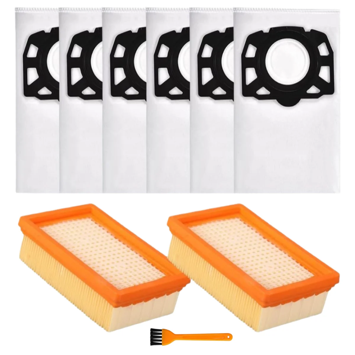 Vacuum Dust Bags & Flat HEPA Filters For Karcher WD4 WD5 WD6 MV4 MV5 ...