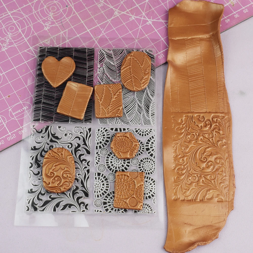 Baroque Cane Polymer Clay Texture Stamp Sheets Emboss Mat Design DIY ...