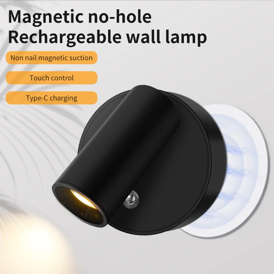 Magnetic-Base-USB-Rechargeable-LED-Wireless-Wall-Light-360-Degree ...