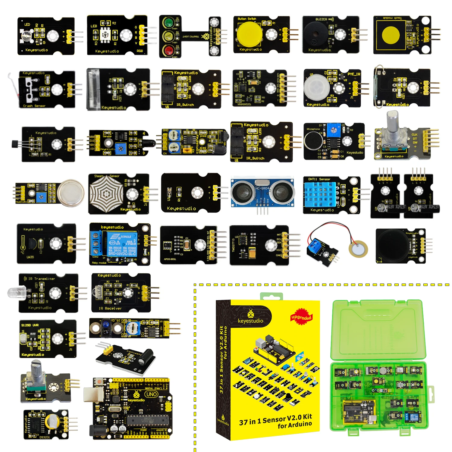 Keyestudio-Sensor-Starter-V2-0-Kit-para-Arduino-Placa-UNO-R3-Mega-2560 ...
