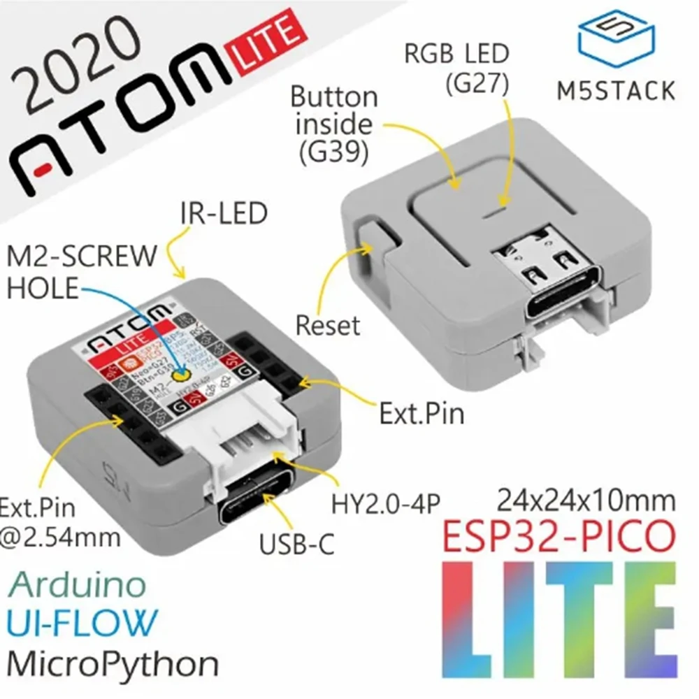 Placa-de-descarga-inteligente-M5Stack-ATOM-lite-esp32-placa-de-descarga-kit-com-programable-wi ...
