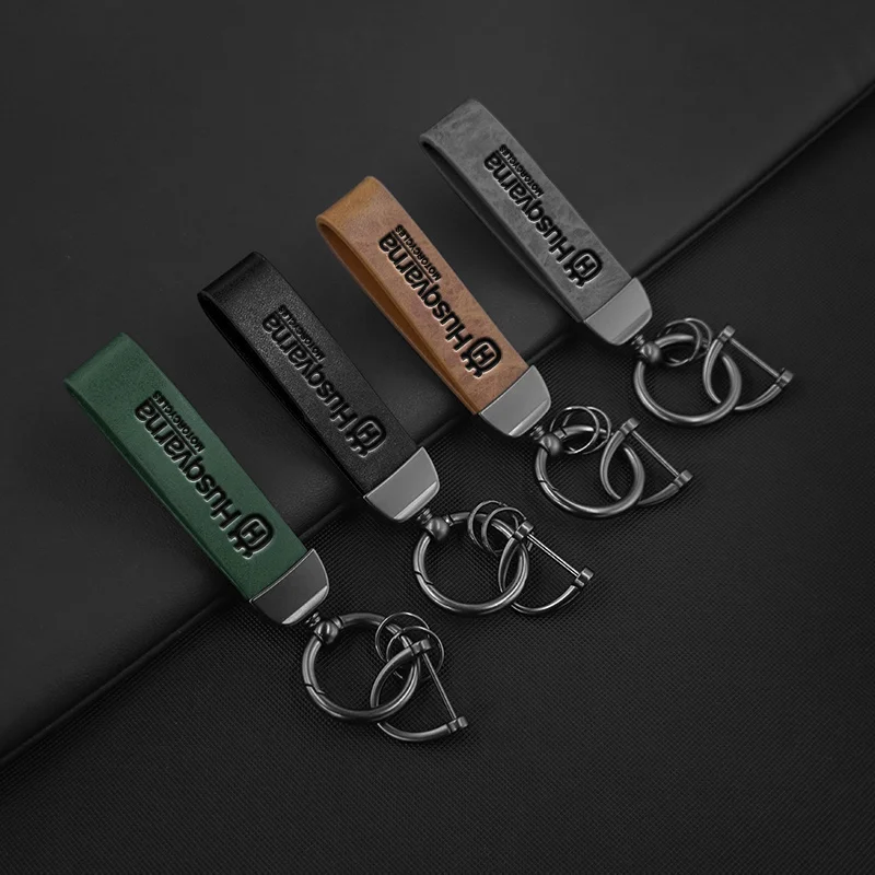 New Metal Leather Car Keyring Keychain Anti-Loss Key Ring For Husqvarna ...