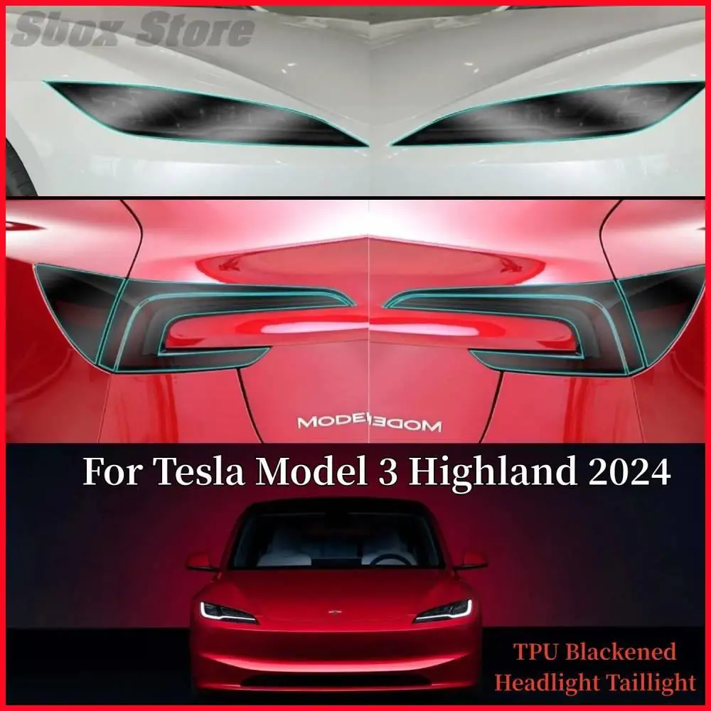 For-2024-New-Tesla-Model-3-Highland-TPU-Blackened-Headlight-Taillight ...