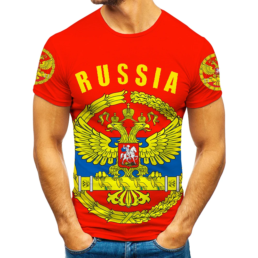 Russian-Tee-Tops-Men-3D-Russia-Flag-Eagle-Print-Summer-Casual-T-shirt ...