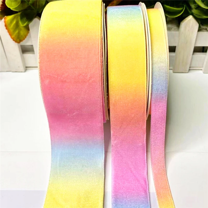 Rainbow Velvet Ribbon 10mm 25mm 38mm Handmade Wedding Party Decoration ...