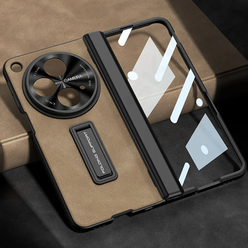 Magnetic-Hinge-PU-Leather-Case-For-Oneplus-Open-With-Front-Glass-360 ...