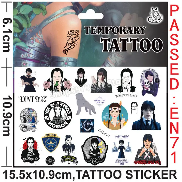 8 Styles Drama Wednesday Tattoo Stickers Water Transfer Tattoo Stickers ...