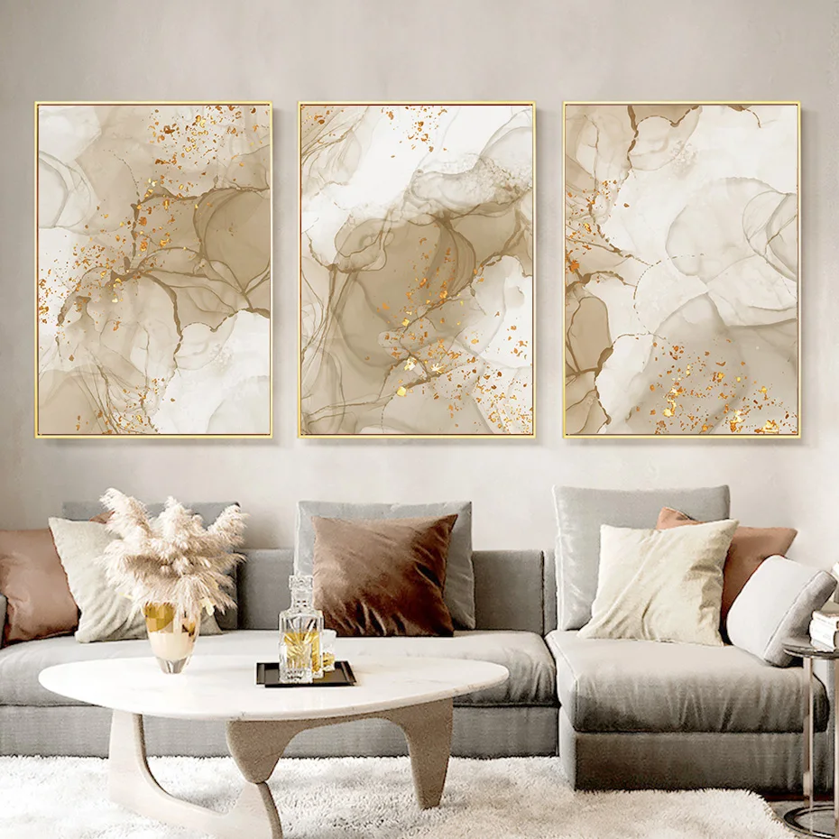 Wall Art Canvas Painting Beige | Modern Abstract Painting Beige ...