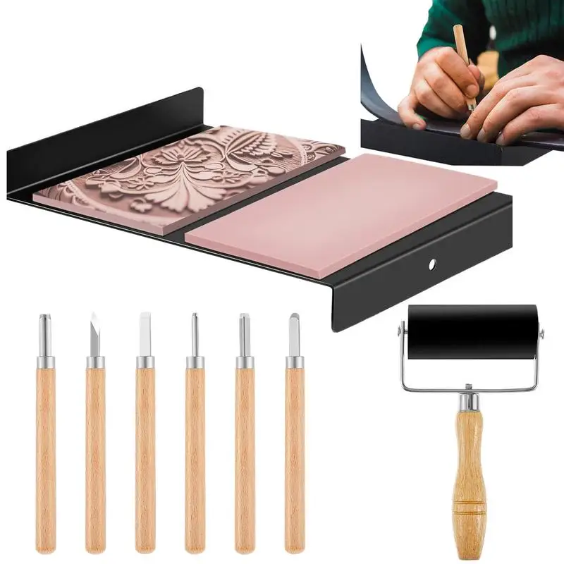 Linoleum-Carving-Tools-Linocut-Printmaking-Cutters-Set-With-Ink-Roller ...