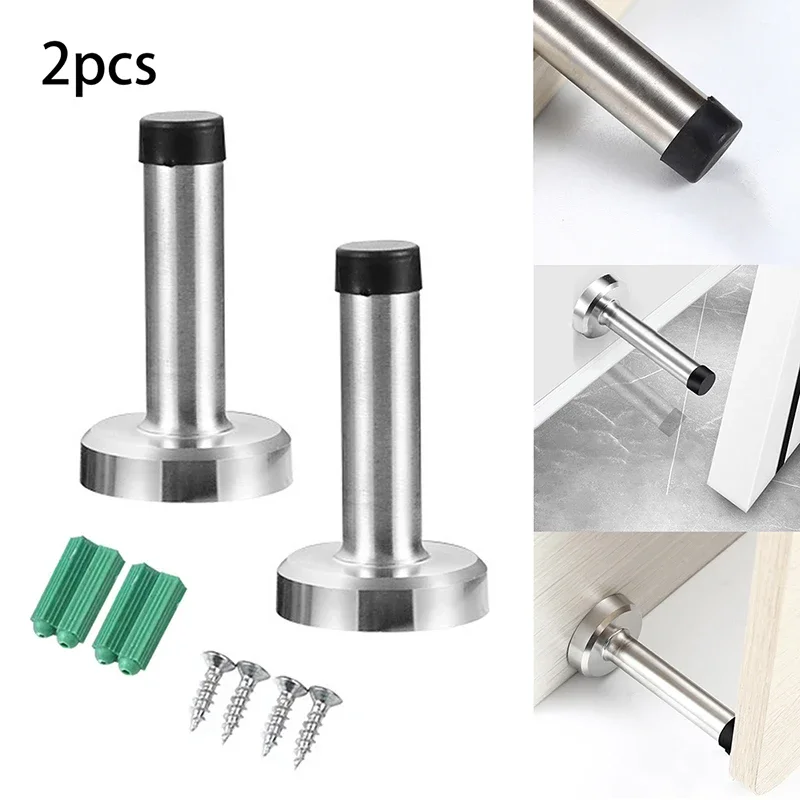1-2pcs-Wall-Mounted-Door-Stop-Projecting-Doorstop-Stainless-Steel ...