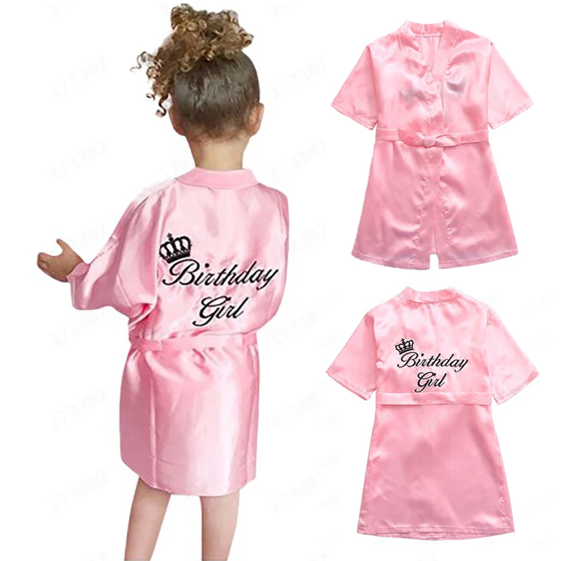 Summer-Girls-Sleepwear-Pink-Silk-Robe-Robes-Kids-Kimono-Bath-Towel-Robe ...