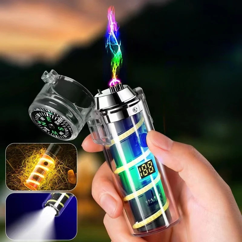 Double arc lighter with ambient light, outdoor lighting, with compass ...