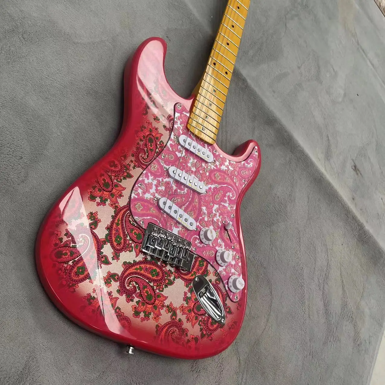 Hand-painted-bright-colored-6-string-split-electric-guitar-red-hand-painted-body-high-gloss ...