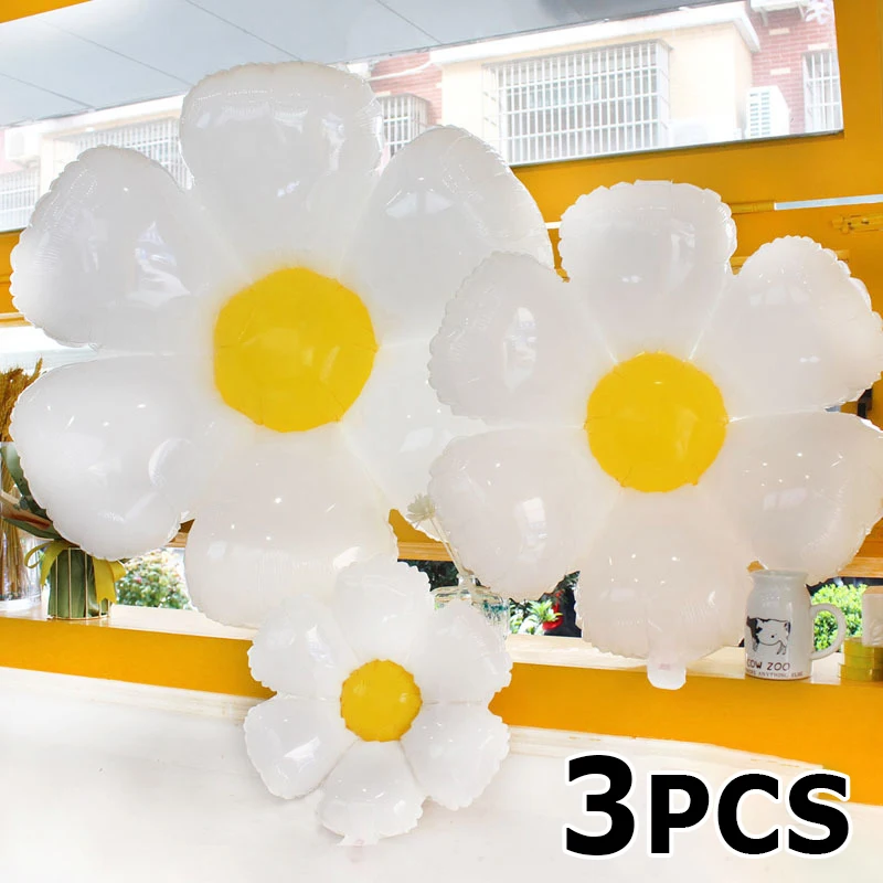 White Daisy Flower Balloons Multi Size Sunflower Foil Balloon Plumeria ...
