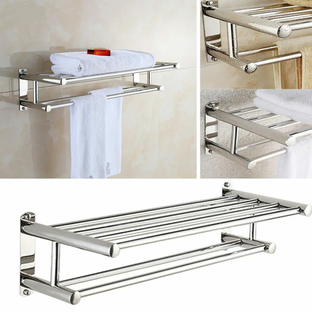 Bath-Towel-Holder-Rack-Brushed-Double-Hanger-Toilet-Storage-Shelves-304 ...