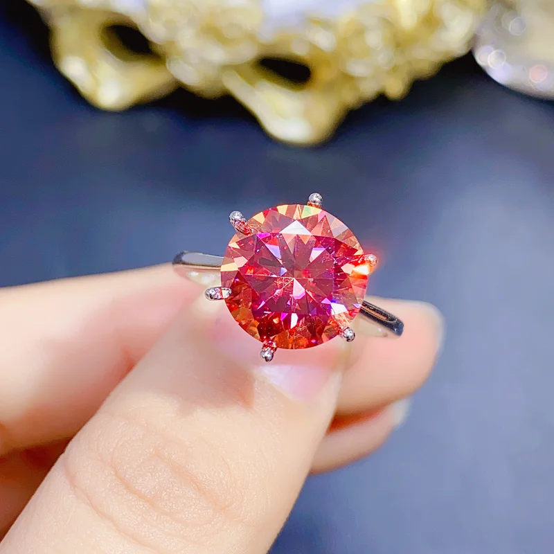 5ct Watermelon red moissanite Personality design New ring, 925 Sterling ...
