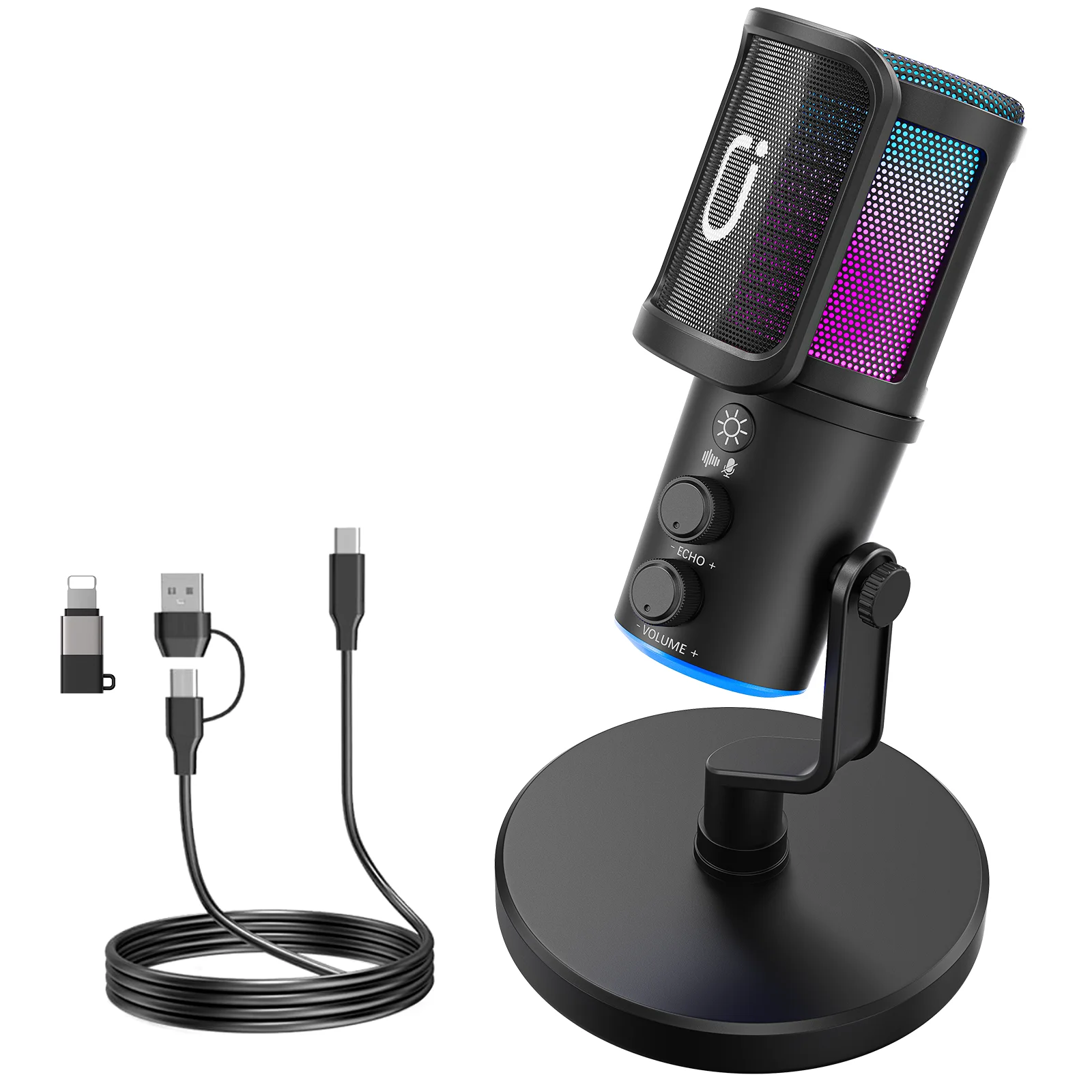 FanFun USB Condenser Microphone Pink Studio Recording Mic for PC Mac ...