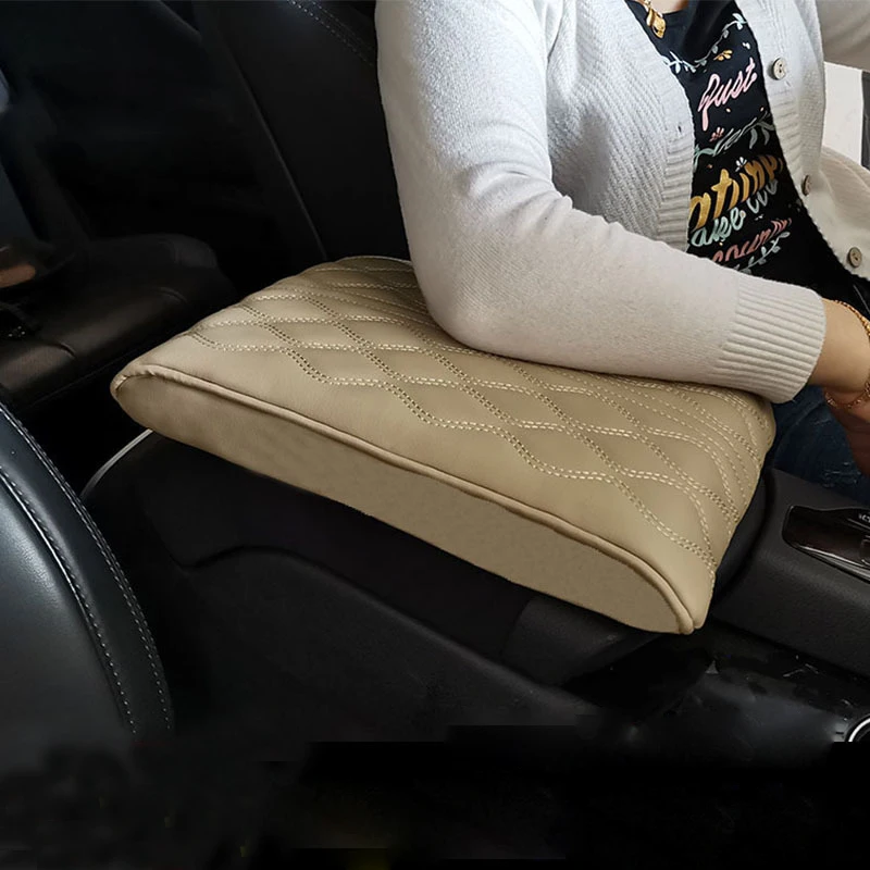 Wave-Embroider-PU-Leather-Car-Armrest-Mat-Center-Console-Arm-Rest ...