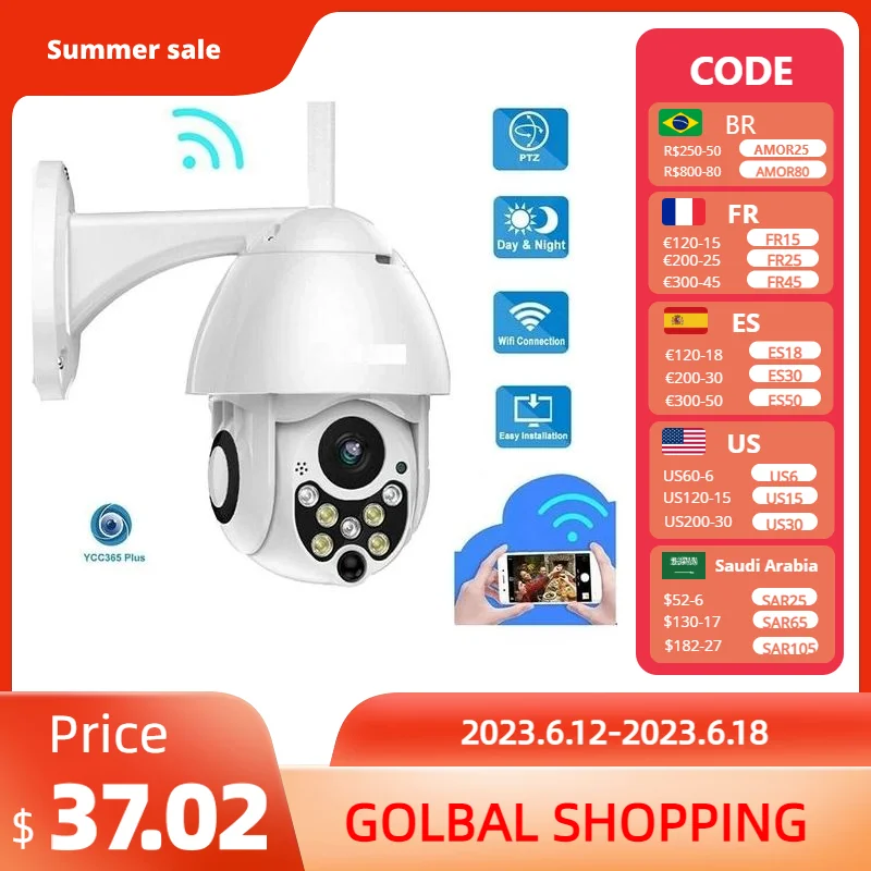 Caméra De Surveillance Dôme Extérieure Ptz Ip Wifi Hd 1080p (ycc365 ...
