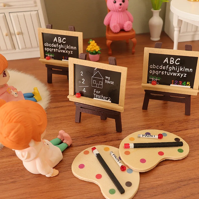 1set-Dollhouse-Chalkboard-Blackboard-Wood-Painting-Scale-Mini-Rack ...