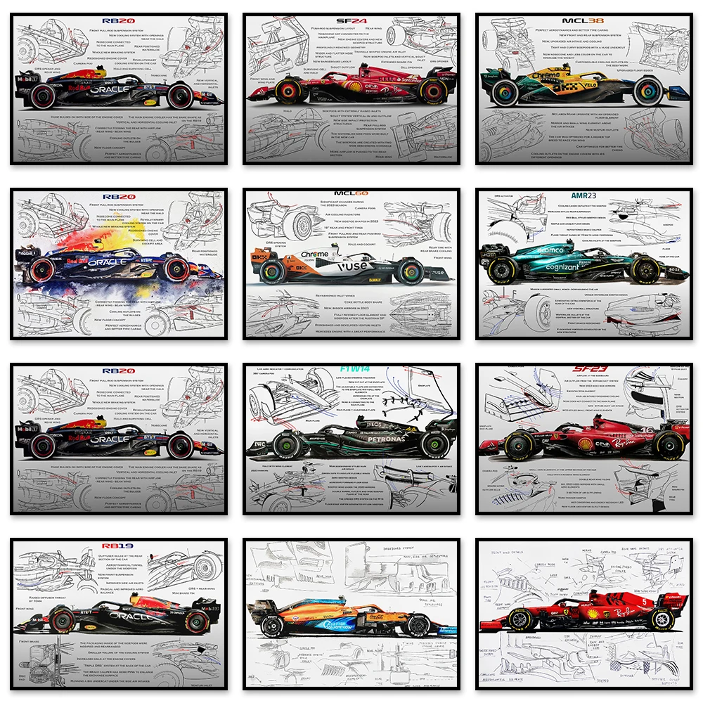 F1-Racing-Canvas-Wall-Art-Print-Poster-Racing-Technical-Drawing ...