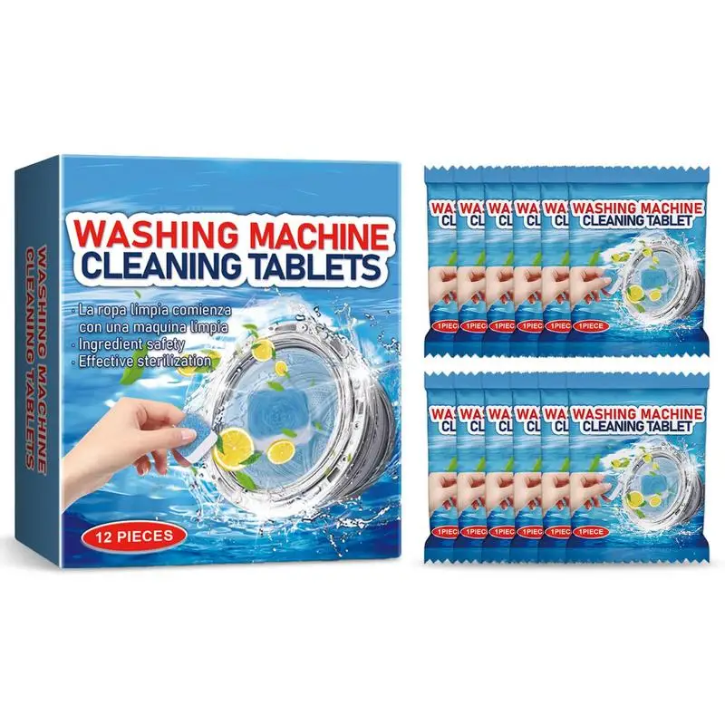 12PCS Tablets Washing Machine Effervescent Tablets Cleaner Laundry Deep ...