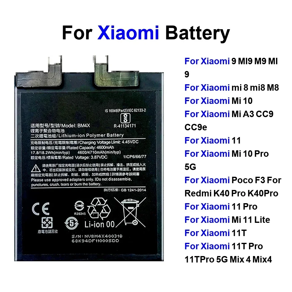 BM3L BM4F BM4N BM4X BM4Y BM55 BP42 BM58 BM59 Battery For Xiaomi Mi 8 9 ...