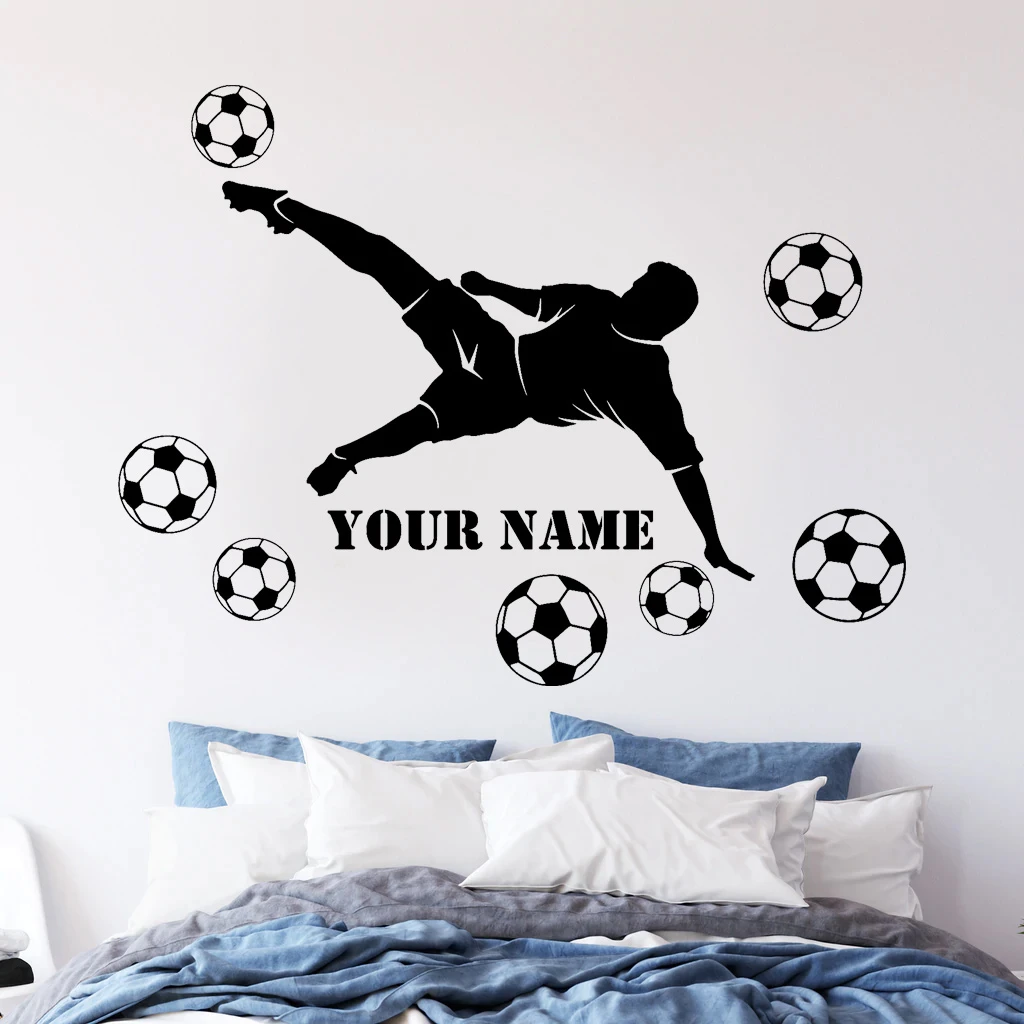 Personalized Footballer Name Wall Decals Vinyl Home Decorator for Boys ...
