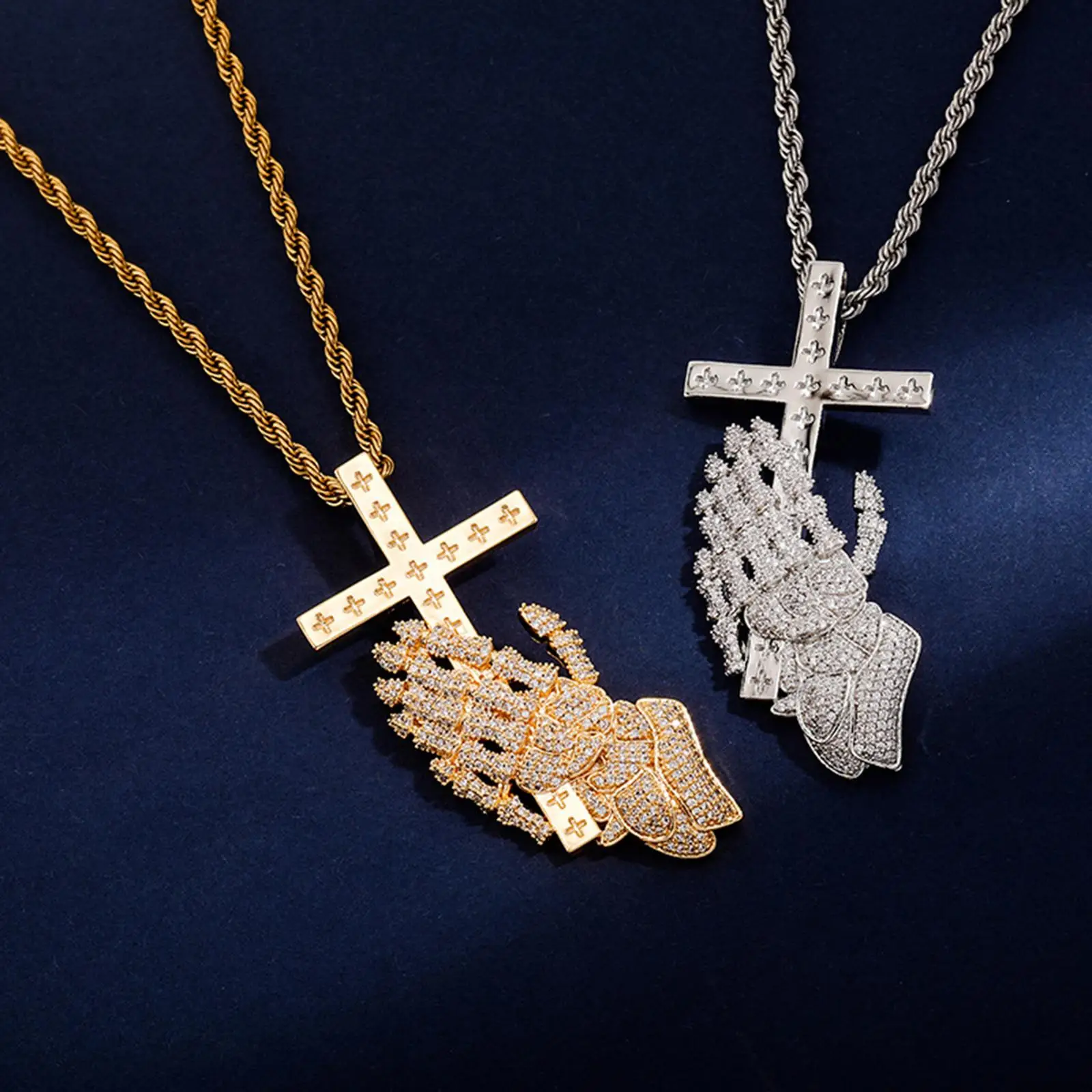 Praying Hands With Cross Necklace