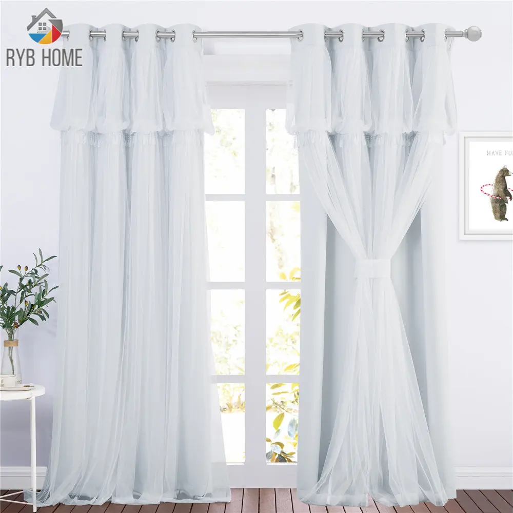 RYB-HOME-Double-Layered-Drapes-Blackout-Curtains-Mix-Match-Modern ...