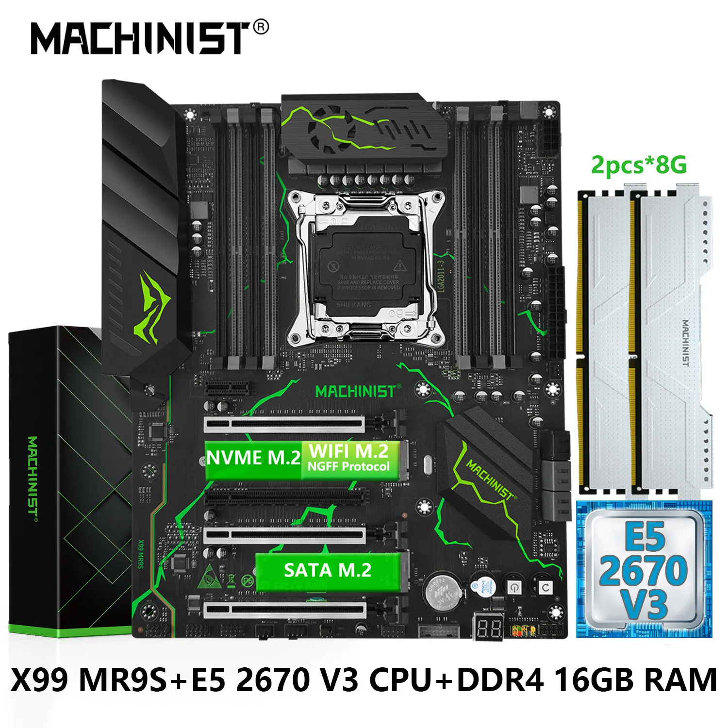 Machinist X99 Motherboard Kit Lga 2011 3 Set Xeon Cpu E5 2670 V3