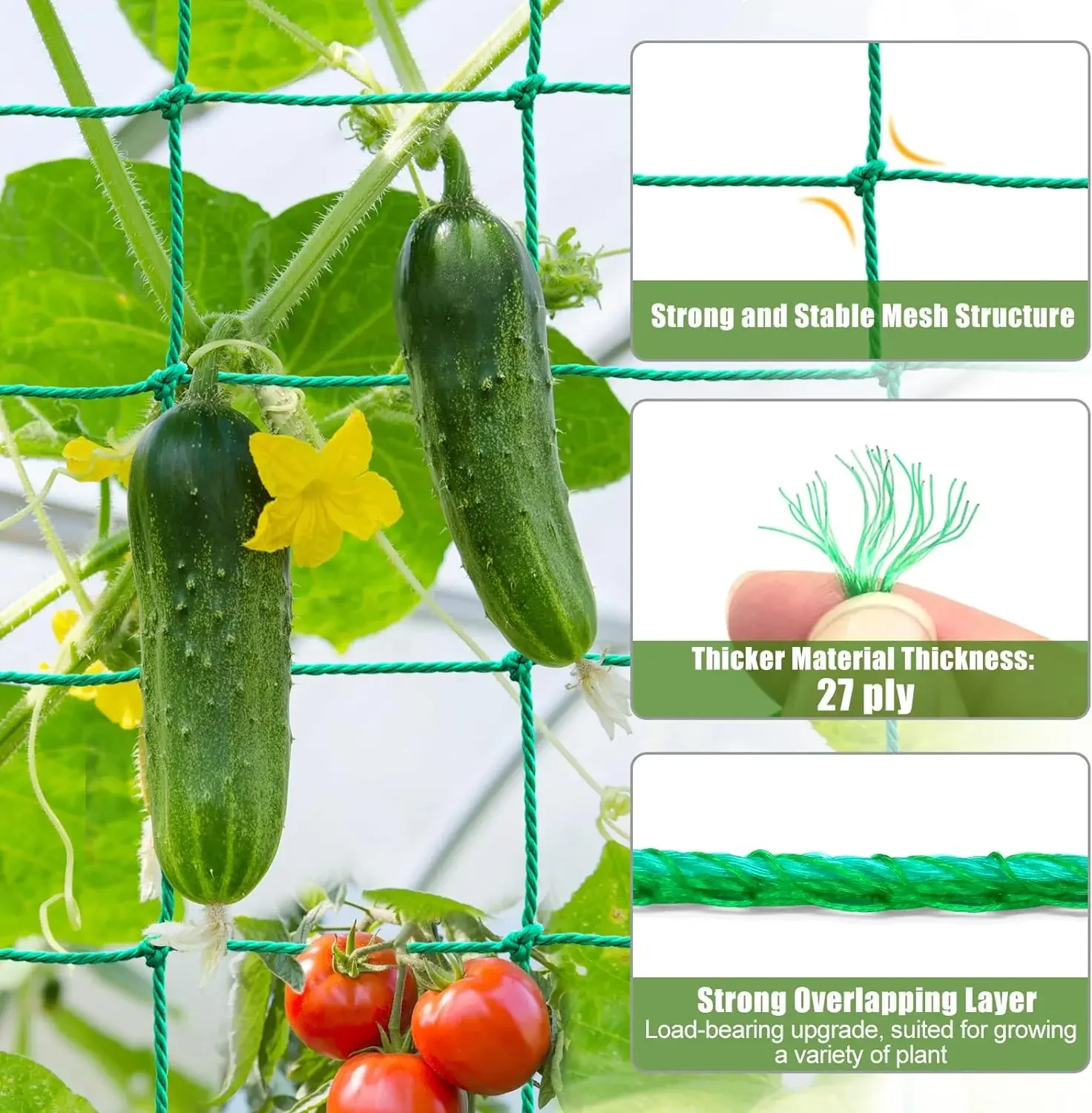 Green Nylon Garden Trellis Netting for Climbing Plants Heavy Duty Mesh ...