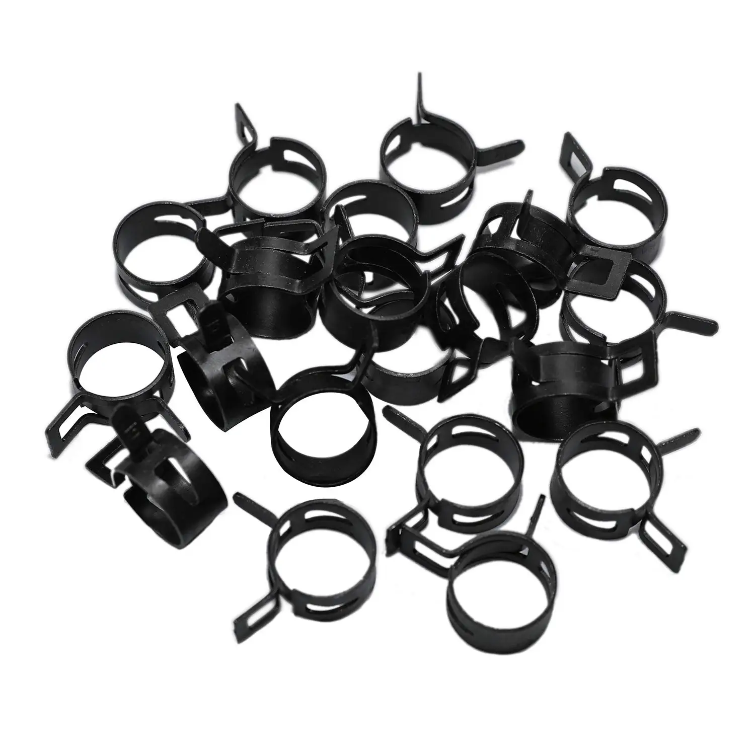 24Pc-Lot-Vacuum-Spring-Hose-Clamps-Fuel-Oil-Water-Black-Hose-Clip-Pipe ...
