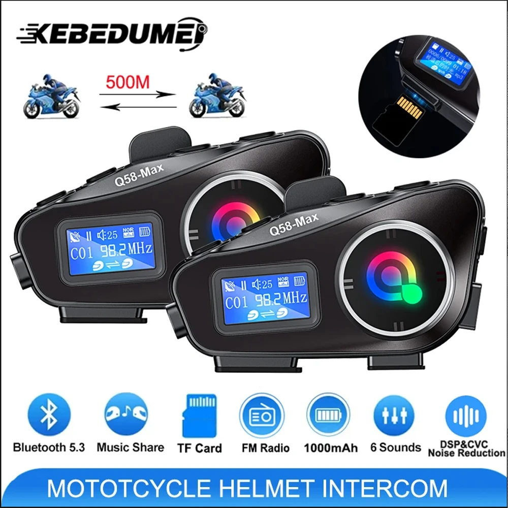 BT-5-3-Motorrad-Intercom-Helm-Headset-f-r-2-Fahrer-500m-Inter-phone-FM ...
