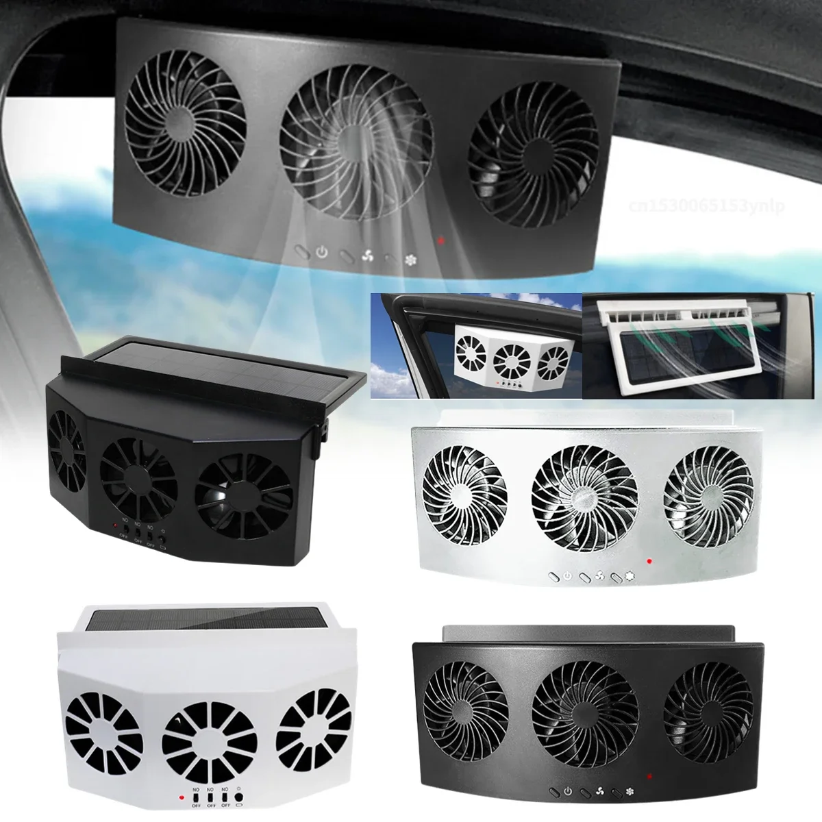 Auto-Cooling-Fan-3-Head-Electric-Car-Air-Cooler-Solar-Charging-Vent ...