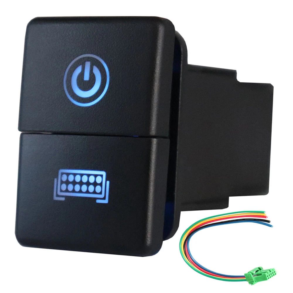 12v Dual Push Button Switch On-off Power And Light Bar Blue/green ...