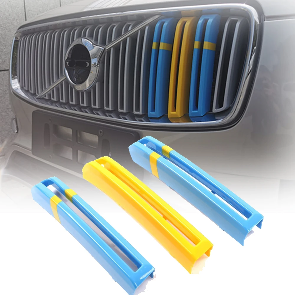 For-Volvo-XC90-2015-2019-Front-Grille-Three-color-Net-Decoration-Stripe ...