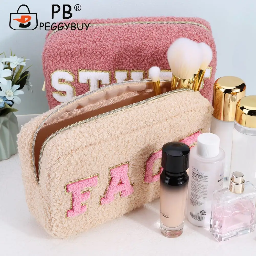 Preppy-Fluffy-Cosmetic-Storage-Pouch-Chenille-Letter-Makeup-Organizer ...