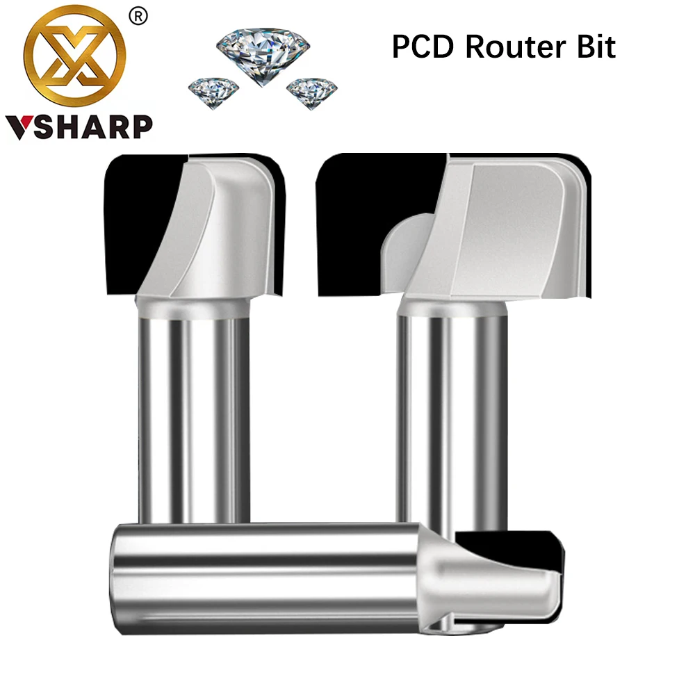 Vsharp PCD Double Arc Round Bottom Cleaning Bit Diamond Woodworking ...