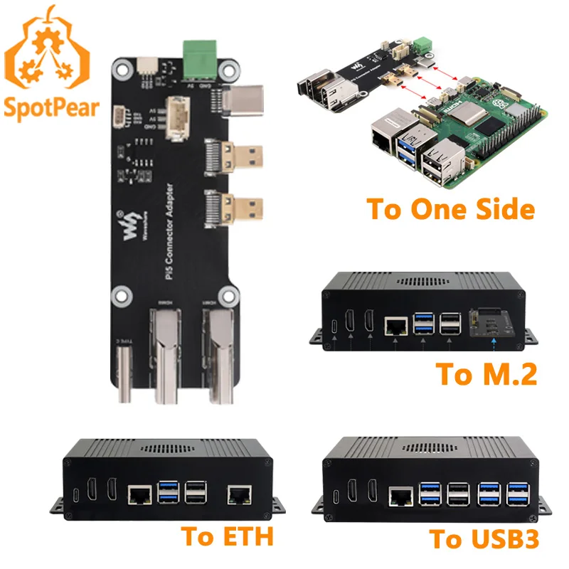 Raspberry-Pi-5-Option-Kit-Easy-Adapter-ou-PCIe-to-ETH-PCIe-USB-Hub-ou ...
